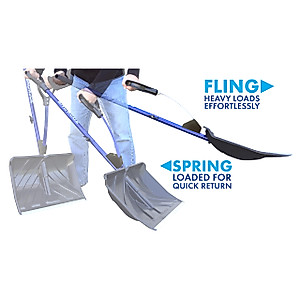 Snow Joe Shovelution SJ-SHLV01 18-in Strain-Reducing Snow Shovel w/ Spring Assisted Handle, Blue