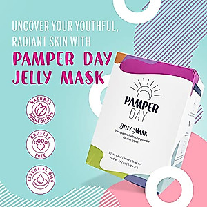 Pamper Day - Jelly Masks for Facials, Peel Off Face Mask Bundle Kit, Jelly Mask Facial Kit for Skin Care, Spa Mask Set With 10 Fruit Peel Masks, Silicone Brush, Mixing Bowl, Spatula, & Measuring Spoon