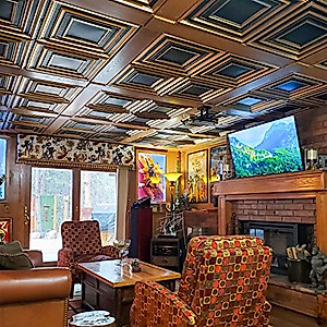 Schoolhouse-Faux Tin Ceiling Tile - Antique Brass 25-Pack