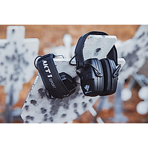AK AKT1 Sport Cadre Low-Profile Electronic Sound Amplification Slim Safety Earmuff, For Shooting Range, Pistol, Rifle, Mowing, Construction, Work Shops, NRR 22dB