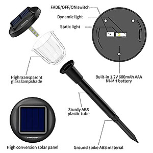 SIDSYS Outdoor Solar Lights for Yard, Glass Dream Dynamic Solar Outdoor Lights, 230LM Pattern Changing Warm Solar Garden Lights, IP65 Waterproof Solar Powered Pathway Lights 8 Pack