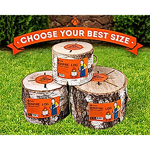 Zorestar Birch Bonfire Wood Log L-Size with fire Starters for Fireplace Inside - 100% Natural Cooking Firewood for Fire Pit, Campfire, Bonfire and Grill, Swedish Candle 6.4 lbs