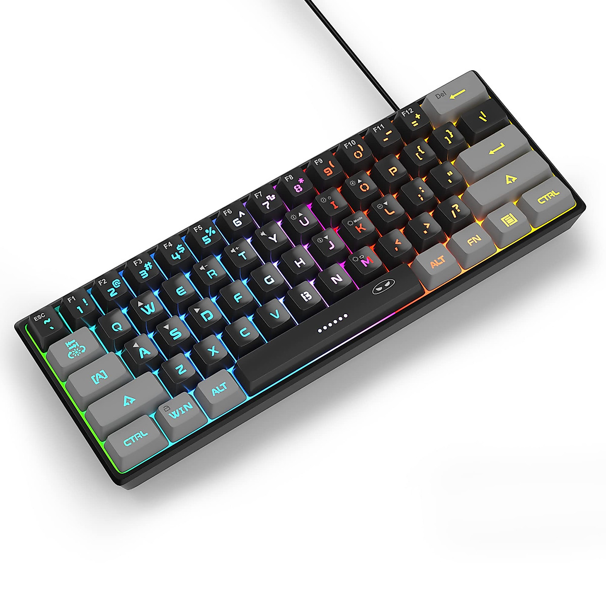 MageGee Mini 60% Gaming Keyboard, RGB Backlit 61 Key Ultra-Compact Keyboard, TS91 Ergonomic Waterproof Mechanical Feeling Office Computer Keyboard for PC, MAC, PS4, Xbox ONE Gamer(Grey Black)