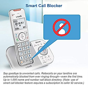 Vtech VS112-37 DECT 6.0 Bluetooth 3 Handset Cordless Phone for Home with Answering Machine, Call Blocking, Caller ID, Intercom and Connect to Cell (Silver & White)