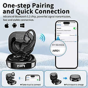 BANIGIPA Open Ear True Wireless Earbuds, Bluetooth 5.3 Headphones w/Immersive Premium Sound, IP54 Waterproof Open-Ear Earbud w/DSP Noise Cancelling Mic for Sports Long-Lasting Comfort, 50H Playtime