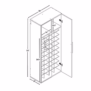 Prepac HangUps Shoe Storage Cabinet, 16"D x 30"W x 72"H, White