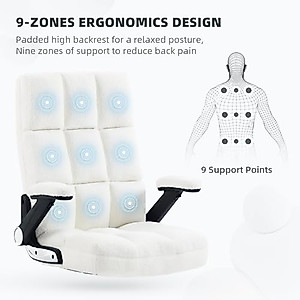 YAMASORO High Back Ergonomic Office Chair,Modern Computer Desk Chairs with Flip-up Armrests, Faux Fur Executive Swivel Rolling Chair (White)