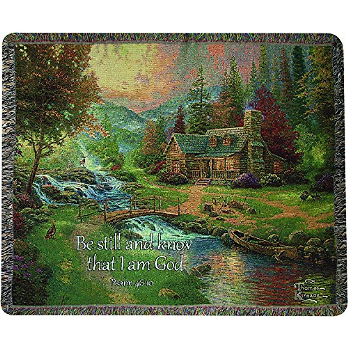 Manual Woodworkers & Weavers Tapestry Throw, Psalm 46:10, 50 x 60-Inch, Mountain Paradise Scripture