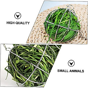 Balacoo 3 Pcs Rabbit Grass Ball Bop It Toy Chinchilla Hay Parrot Toys Guinea Pig Hay Rack Hanging Hay Manger Hay Food Bin Feeder Pet Toy Feed Dispenser Toy Hamster Toy Chicken Metal Silver