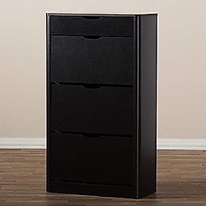Baxton Studio Cayla 4 Drawer Shoe Cabinet in Black