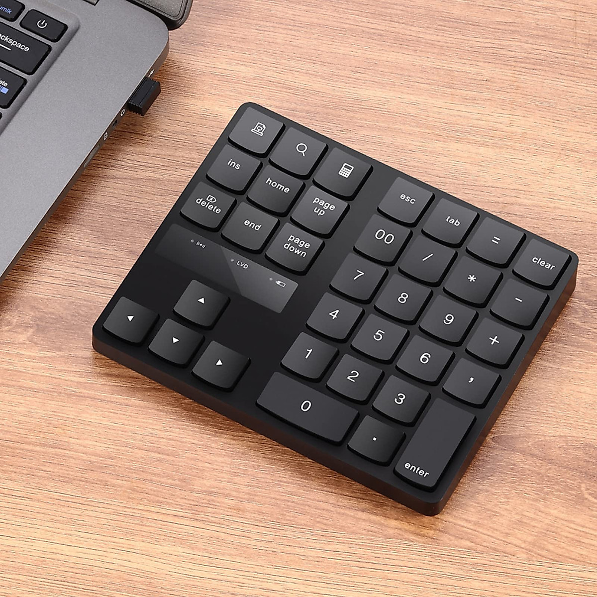 GOWENIC Wireless Numeric Keypad, 35 Key Bluetooth Number Pad, 2.4G Wireless Ergonomic Design Silent Rechargeable One Handed Gaming Keyboard for Laptop, Computer, Desktop