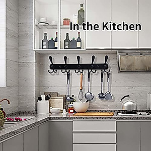 Qihtldsy Coat Rack Wall Mount, Stainless Steel Coat Hooks, 5 Tri Hooks, Heavy Duty Hook Rail for Coat Hat Towel Bag Purse Robes Bedroom Kitchen Bathroom Entryway (Black, 2 Packs)