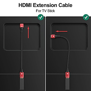 HDMI Extender 8K HDMI Extension Cable 1.5FT, HDMI 2.1 Male to Female Adapter Extension Cord 8K@60Hz, 4K@120Hz, 2K, 3D, HDR Compatible with Roku TV Stick, HDTV, PS5/PS4, Laptop, Monitor, Projector, PC
