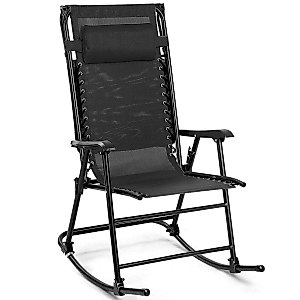 UYSB Folding Rocking Chair Gravity Furniture Sunshade Canopy Black Chair Rocking Chair Rocker Chair Rocker Camp Chair Rocker Recliner Rocking Camp Chair Rocking Chairs Outdoor Rocking ch