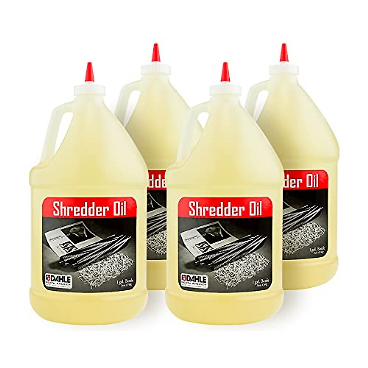 Dahle Shredder Oil Reduces Friction and Optimizes Performance in Paper Shredders, For Use In All Shredders, 4 - 1 gal. Bottles