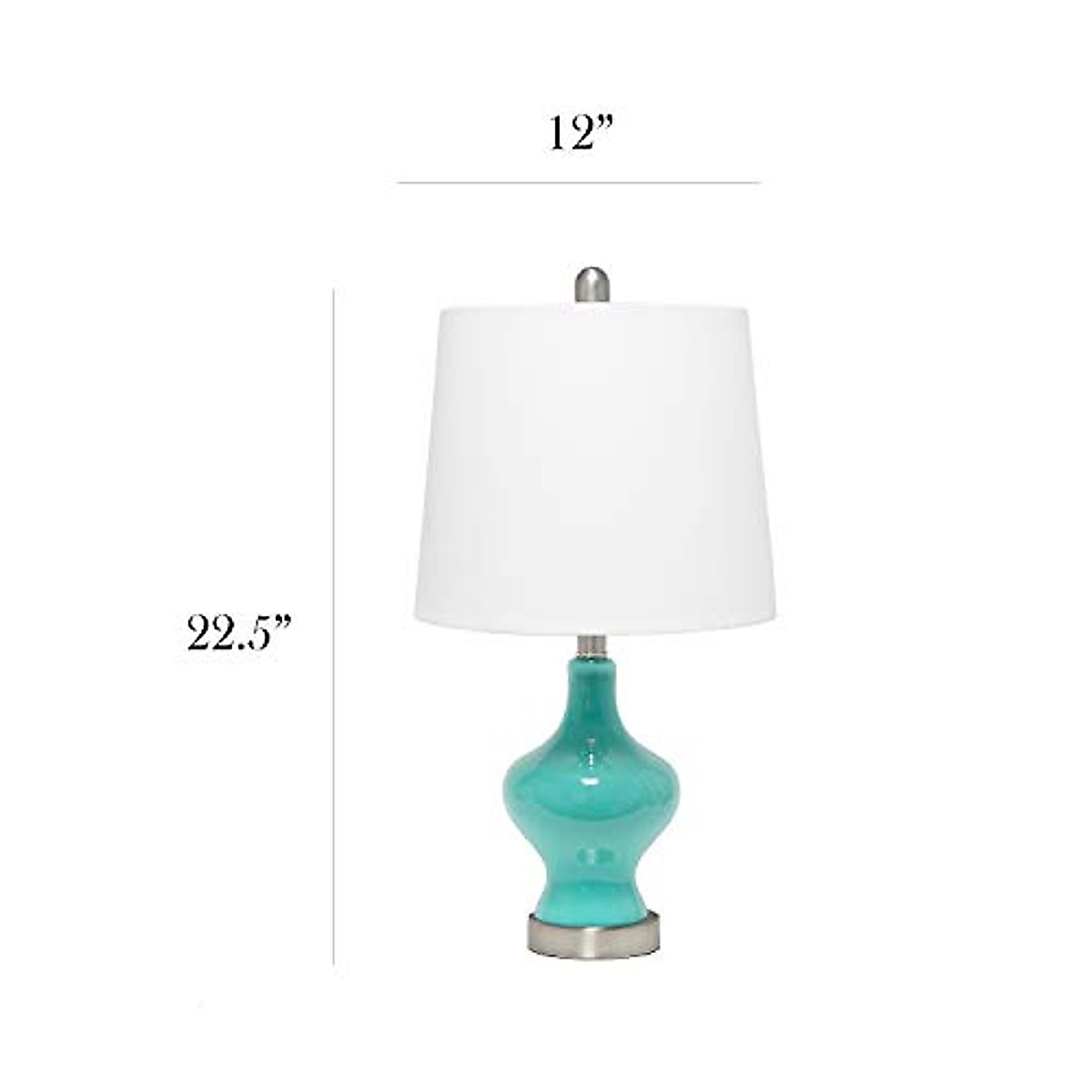 Elegant Designs LT3317-TEL Glass Gourd Shaped Table Lamp, Teal