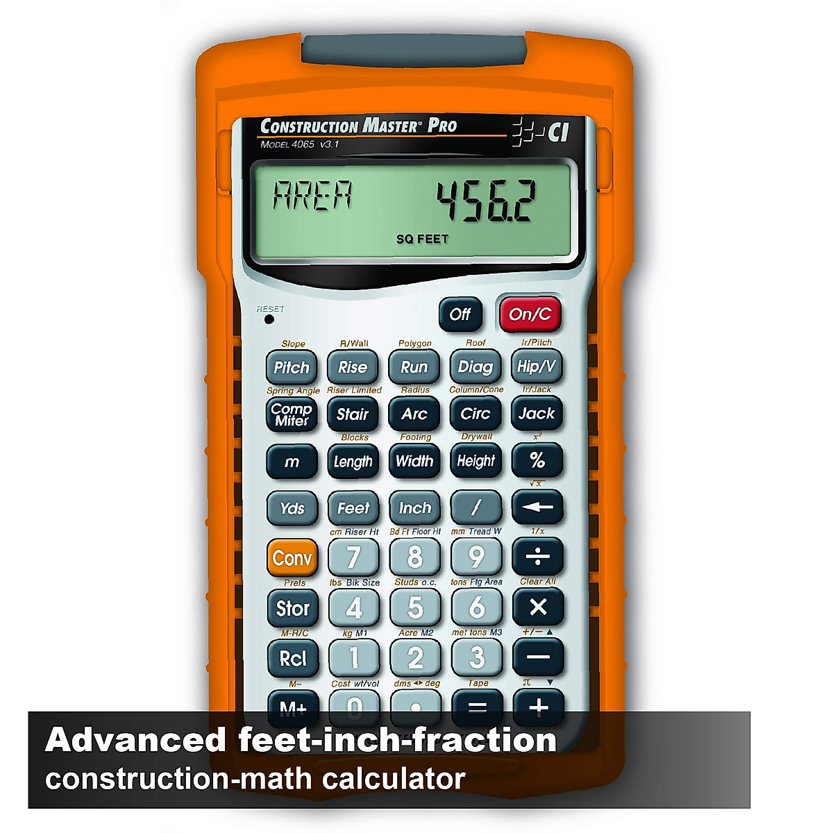 Calculated Industries Construction Master Pro Advanced Construction Math Feet-inch-Fraction Calculator + Staedtler 12-Inches Architect Triangular Scale Bundle