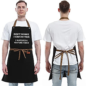REHAVE Gifts for Dad, Mom, Father's Day Gifts From Daughter Son, Gifts for Men, Gifts for Husband, Boyfriend, Brother, Unique Birthday Gifts – BBQ Cooking Chef Apron 3 Pockets, Kitchen Baking Gifts