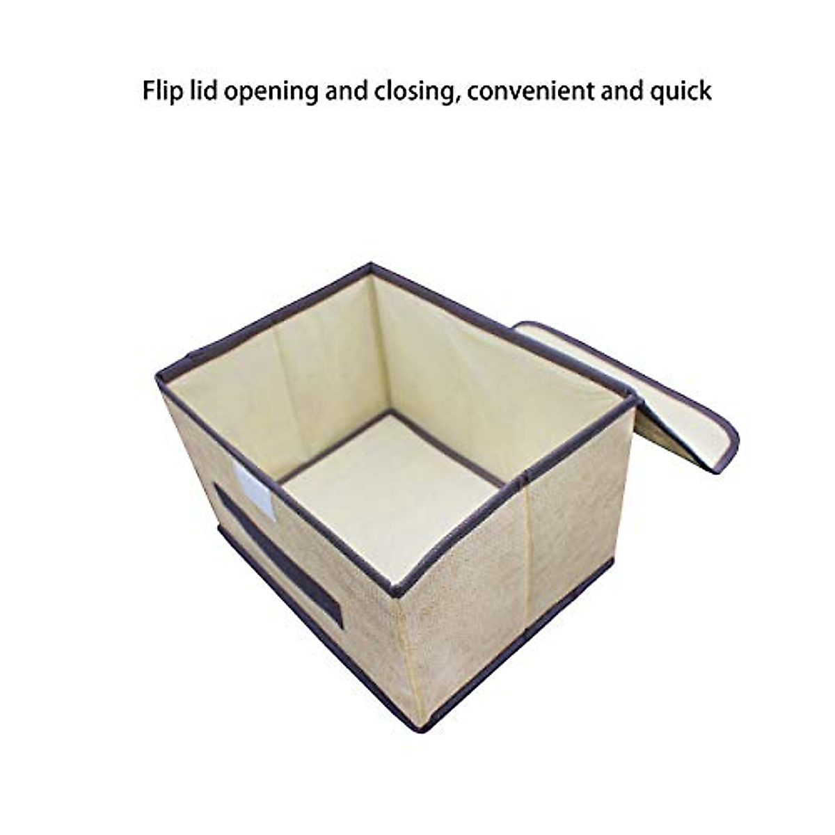 Fabric storage box with Lids 4 pieces beige Fabric Foldable Storage Box Bin with Lids Collapsible Clothes Storage Box Bin Dust proof Closet Storage Box