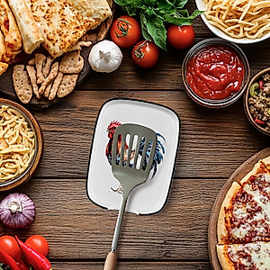 Funny Cute Rooster Patten Ceramic Spoon Rest for Kitchen Stove Top Counter, Large Spoon Holder for Kitchen Counter-Heat Resistant Cooking Utensil Rest Farmhouse Kitchen Décor (Do Not Use Dishwasher)