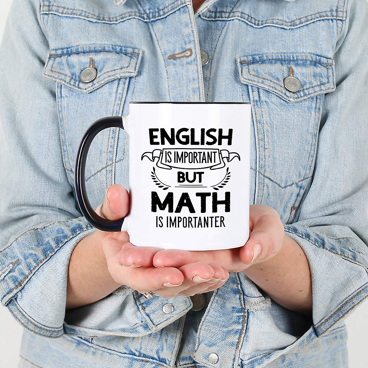 Funny Math Mug for Teachers. English is Important but Math is Importanter 11 oz Geek Coffee Cup. Mathematician Jokes Gift Idea for Professor or Student.