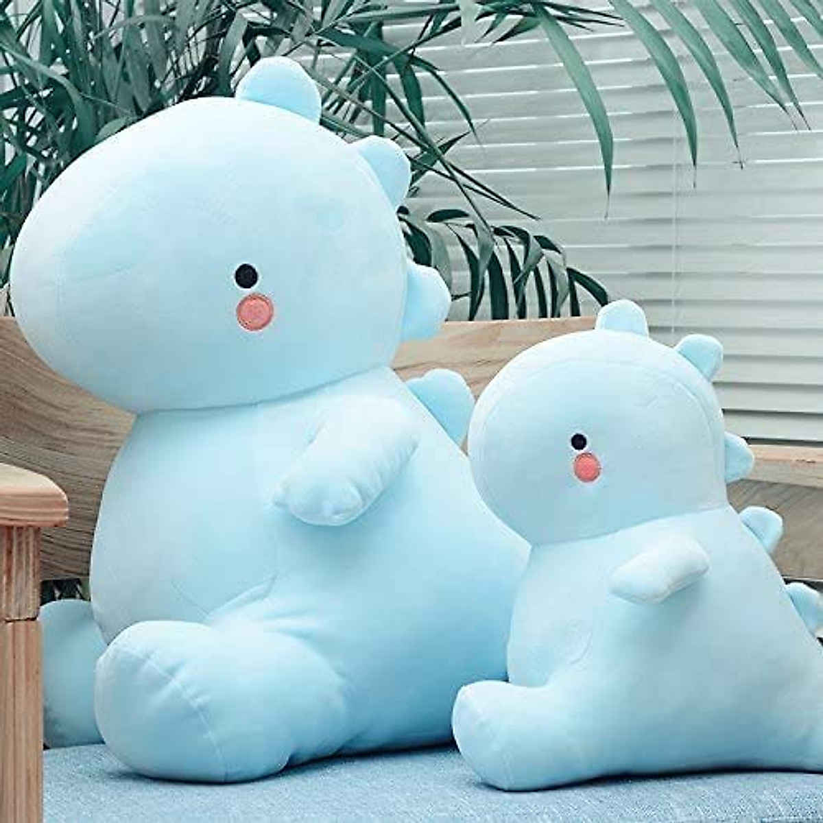 Osmotic Cute Charming Cartoon Fashion Funny Pretty Dinosaur Stuffed Animals Shape Big Hugging Pillow Soft 3D Pom Plush Toy Doll Ultra Fabric Bed Rest Chair Bo (Blue)