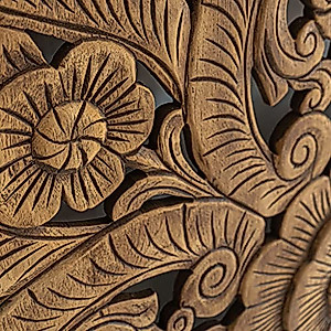 Balinese Hand Carved King Size Bed Headboard Reclaimed Wooden Panels Artwork Handmade Painted in Chiang Mai Thailand 72 Inches