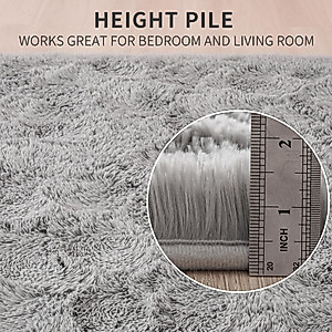 Beglad Soft Fluffy Area Rug Modern Shaggy Bedroom Rugs for Kids Room Extra Comfy Nursery Rug Floor Carpets Boys Girls Fuzzy Shag Fur Home Decor Rug, 5.3 ft x 7.5 ft, Grey