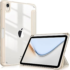 Fintie Hybrid Slim Case for iPad Mini 6 2021 (8.3 Inch) - [Built-in Pencil Holder] Shockproof Cover Clear Transparent Back Shell, Auto Wake/Sleep for iPad Mini 6th Generation, Starlight