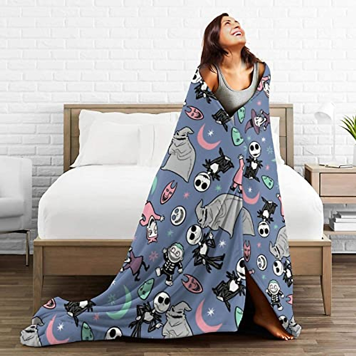 Smilnstore Funny Skull Pattern Throw Blanket 50"x60" Lightweight Plush Flannel Comfy for Couch Sofa Bed
