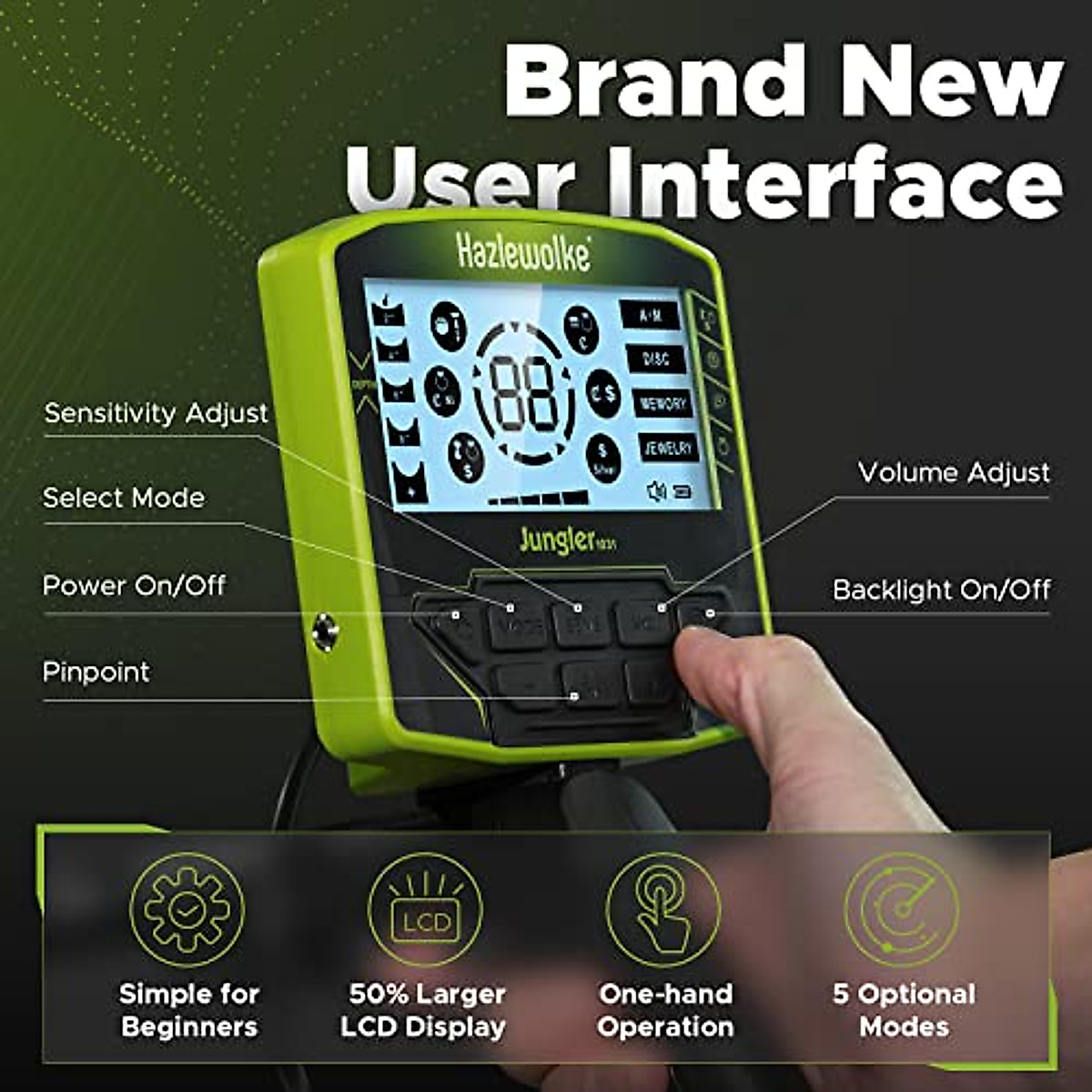 Metal Detector for Adults, 5 Professional Mode with Higher Accuracy 10” Waterproof Coil for Gold Detecting