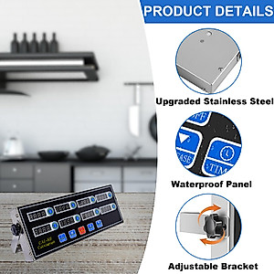 EVEDMOT Commercial 8 Channels Digital Kitchen Timer, Stainless Steel Calculagraph Timer with Loud Alarm for Restaurant, Clock Reminder on Multiple Events