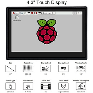 3.5" DPI Touch LCD 640x480, DPI666 262K Colors 60Hz Refresh Rate IPS Display Capacitive Screen, Toughened Glass Cover,for Raspberry Pi 4B/3B+/3A+/Pi Zero/Pi Zero 2W/Compute Module 4