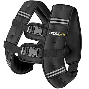 APEXUP Weighted Vest with 5lbs/10lbs/15lbs/20lbs/25lbs/30lbs Weights and Reflective Stripe, Weight Vest Men Women for Workout, Strength Training, Running (Black, 15lbs)
