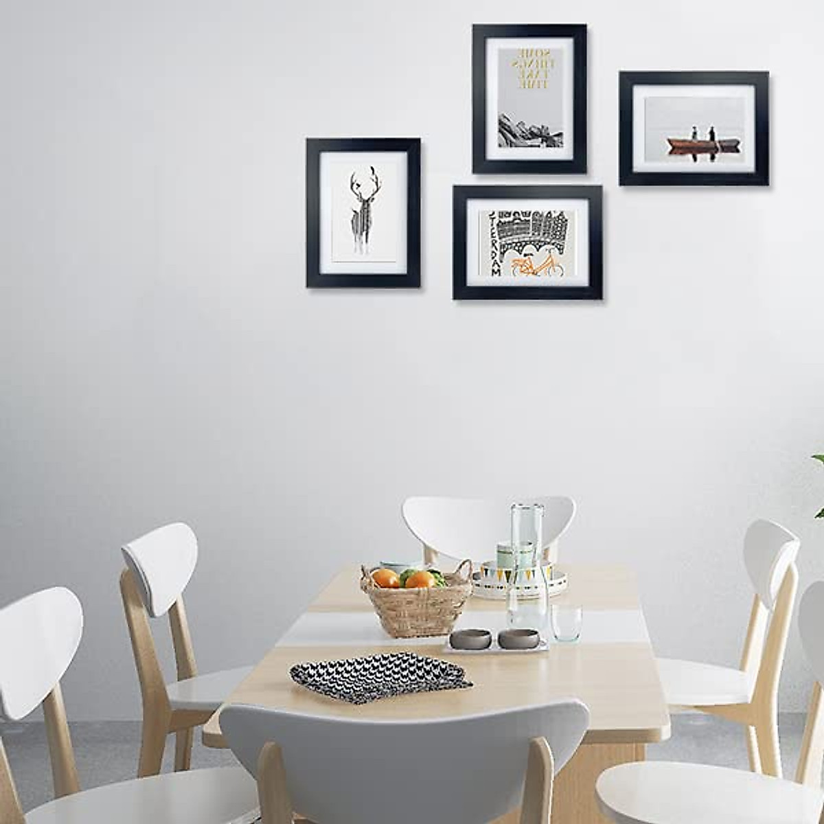 Giftgarden 5x7 Picture Frame Set of 4, 6x8 Matted to Display 5 by 7 Photo with Mat or 6 by 8 without Mat for Wall or Tabletop, Black