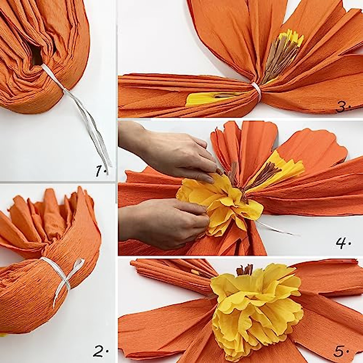 NICROHOME Wedding Decorations, Large Burnt Orange and Brown Giant Crepe Paper Flowers Pom Pom Decorations for Rustic Boho Bridal Shower Cutie Baby Shower Thanksgiving Party Wall Decorations