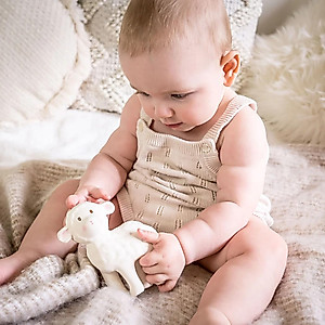 Tikiri Toys Rubber BahBah Rattle, Teether &amp; Bath Toy, Organic Natural Rubber, Ages 6 Months &amp; UP