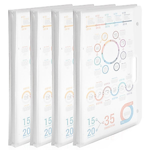 Covzoe 4 Pack Art Portfolio Folder, 17" x 13" Clear Poster Storage Bag with Handle, Plastic Waterproof Bulletin Board Holder Painting Container for Artwork, Drawing Pads, Charts