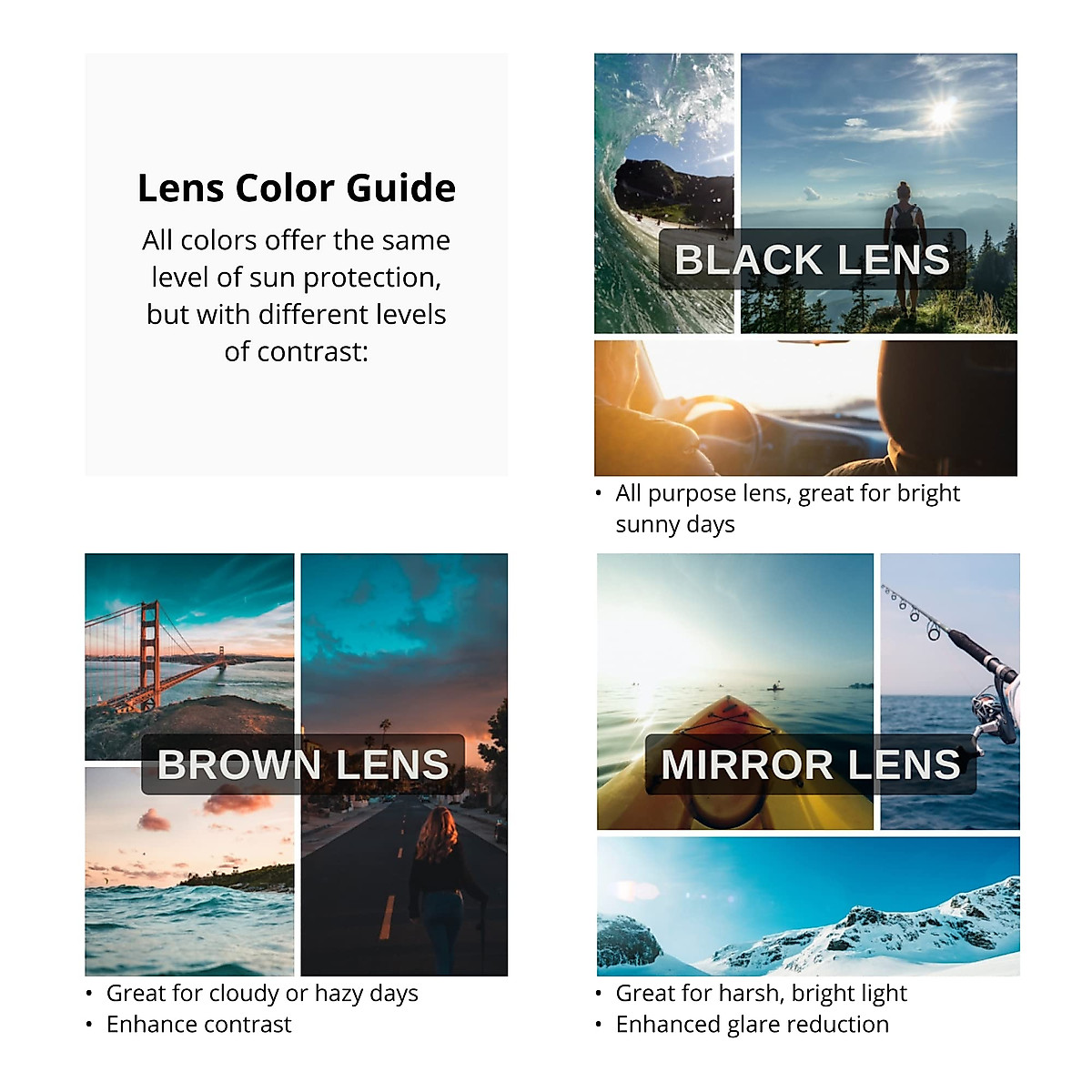 J+S Mission Mark II Rectangle Sunglasses, Polarized Sunglasses with 100% UV protection