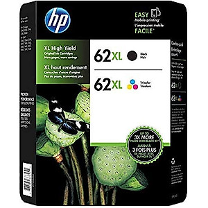 HP 62xl Printer Ink Cartridges Black & Color Combo