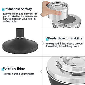 IRONWALLS Floor Cigar Ashtrays Stand, Matte Black Stainless Steel Windproof Ashtray with Lid for Home Garden Patio Cigarette Butt Receptacle, 3-Section Ash Tray with 31”, 24”, 16” Adjustable Height