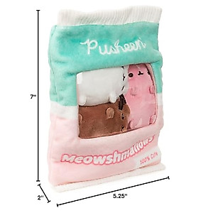 GUND Pusheen Meowshmallows Bag of Treats with Removable Mini Plush, Stuffed Animals for Ages 8 and Up, Pink/Green, 7.5”