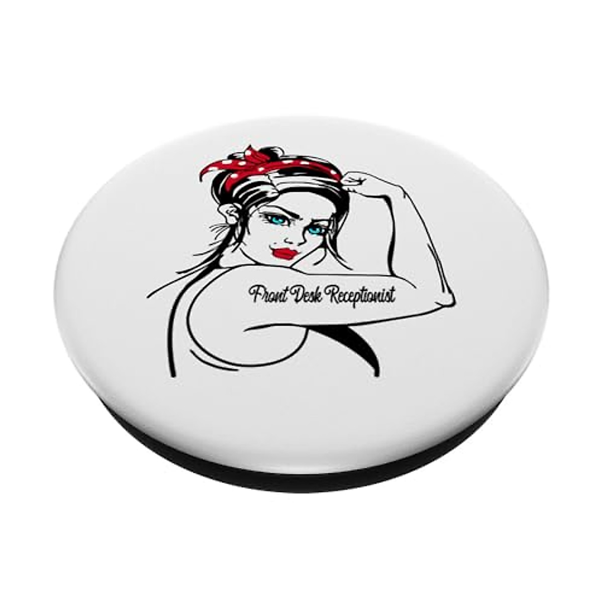 Front Desk Receptionist Rosie The Riveter Pin Up PopSockets Adhesive PopGrip