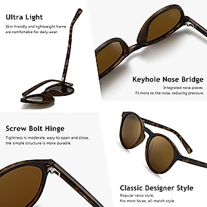 SUNGAIT Women's Classic Vintage Round Polarized Sunglasses Retro Style UV400 (Amber Frame(Matte Finish)/Brown Lens) SGT166 HPKC