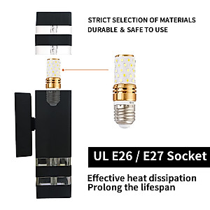 Tenlison 2 Pack Outdoor Wall Light Modern Waterproof Up Down Aluminum Cylinder LED Fixtures Dual Head Lamp With E26E27 Socket AC85-277V for Courtyard Garden Porch Corridor.(Including bulb), 2P