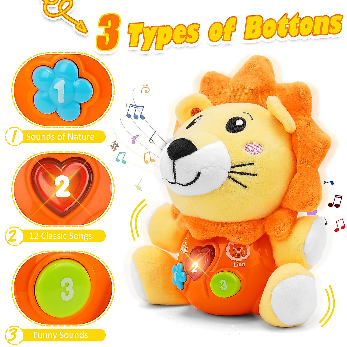 daboot Musical Baby Toys, Cute Fox Baby Newborn Toys for Toddlers Babies 0 3 6 9 12 Month, Infants Baby Toy for Girls and Boys Best Gift