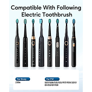 7 Pack Dnsly Electric Toothbrush Heads Compatible with FW-507/508/551/515/917/959/2011/D1/D3/D7/D8 Dnsly Toothbrush Heads, Black