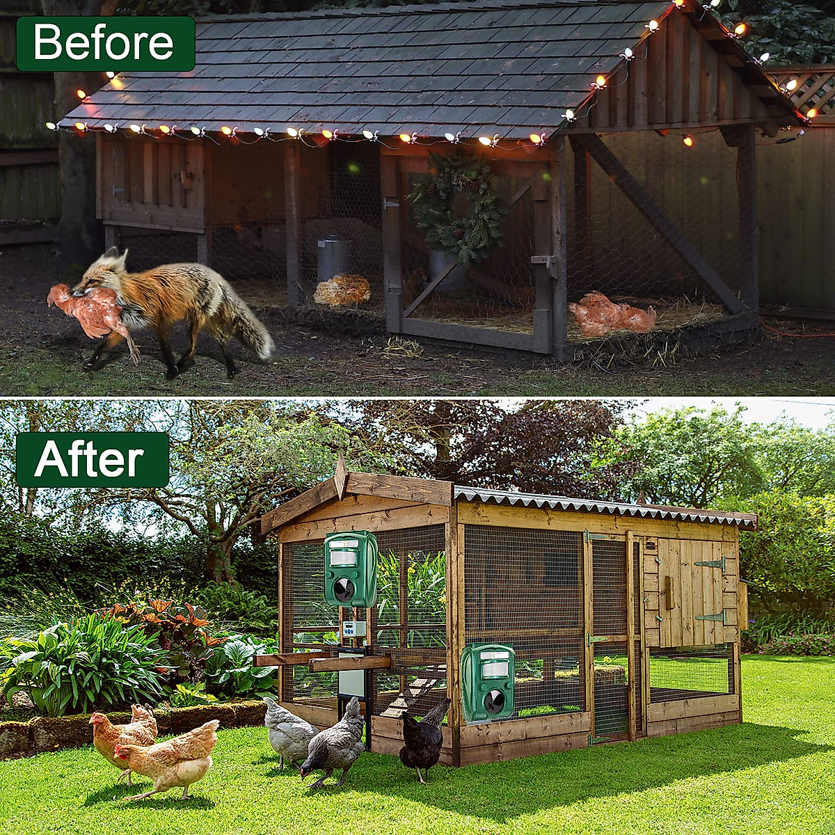 Ultrasonic Animal Repeller Outdoor Solar Animal Repellent with Motion Sensor Cat Repellent Outdoor Waterproof to Repel Dog Raccoon Fox Rabbit Deer Coyote Squirrel Skunk Repellent