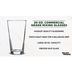 DISCOUNT PROMOS Personal Mixing Glasses 20 oz. Set of 10, Bulk Pack - Quality Glass, Thick Base, Home Bartending, Durable - Clear