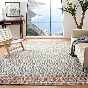 SAFAVIEH Aspen Collection Area Rug - 9' x 12', Green & Red, Handmade Boho Wool, Ideal for High Traffic Areas in Living Room, Bedroom (APN812Y)